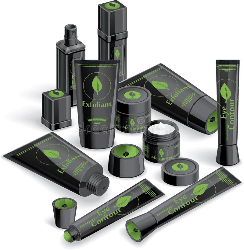 White and Black Cosmetics Array Stock Vector - Illustration of clean ...