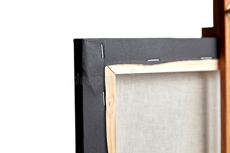 Black Cotton Canvas Stretched on Wooden Subframe on White Background ...