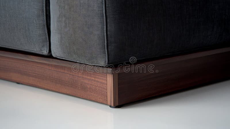 A Black Couch with a Wooden Base Stock Illustration - Illustration of ...