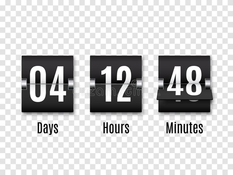 Black Countdown Timer with White Numbers Isolated on Transparent ...