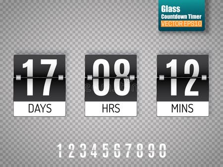 Black Countdown Timer with White Numbers Isolated on Transparent ...