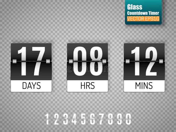 Black Countdown Timer with White Numbers Isolated on Transparent ...
