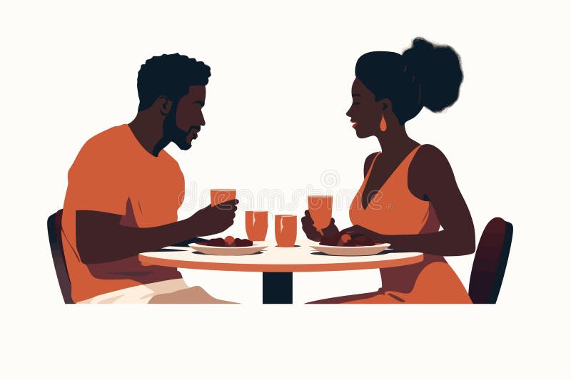 Black Couple on a Date Isolated Vector Style Illustration Stock Vector ...