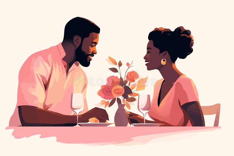 Black Couple on a Date Isolated Vector Style Illustration Stock Vector ...