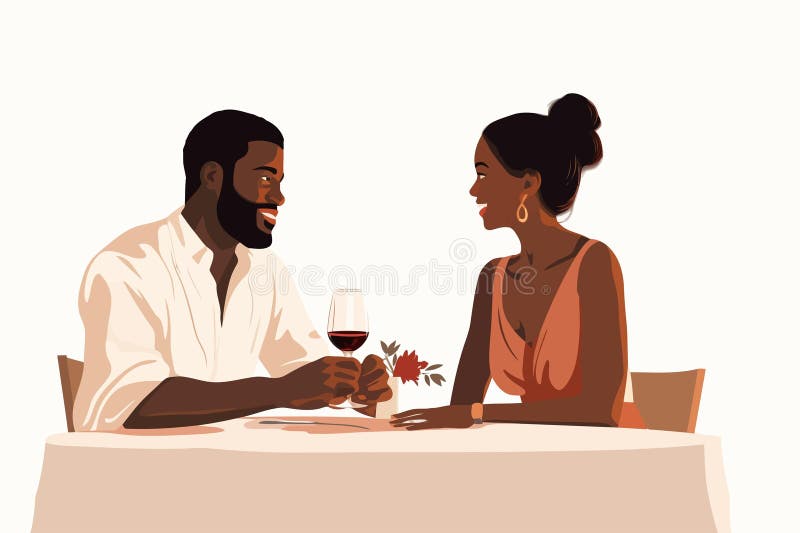 Black Couple on a Date Isolated Vector Style Illustration Stock Vector ...