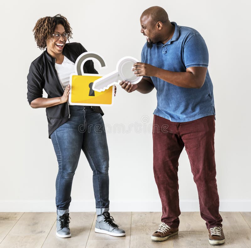 Black Couple with Security Lock and Key Stock Image - Image of cyber ...