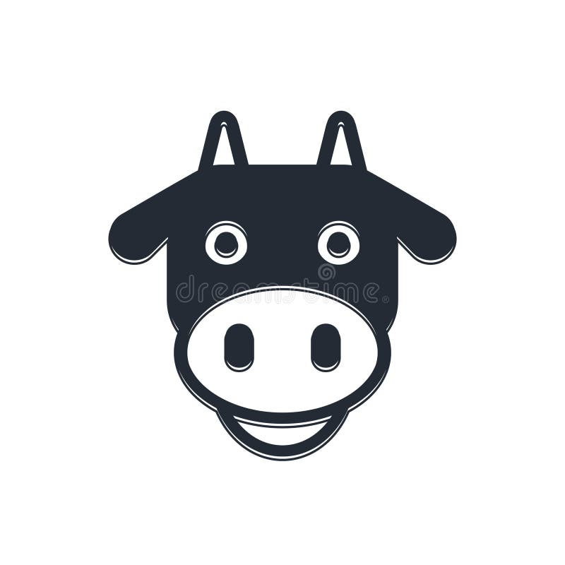 Black Cow Head Icon Isolated on White Background. Vector Stock ...
