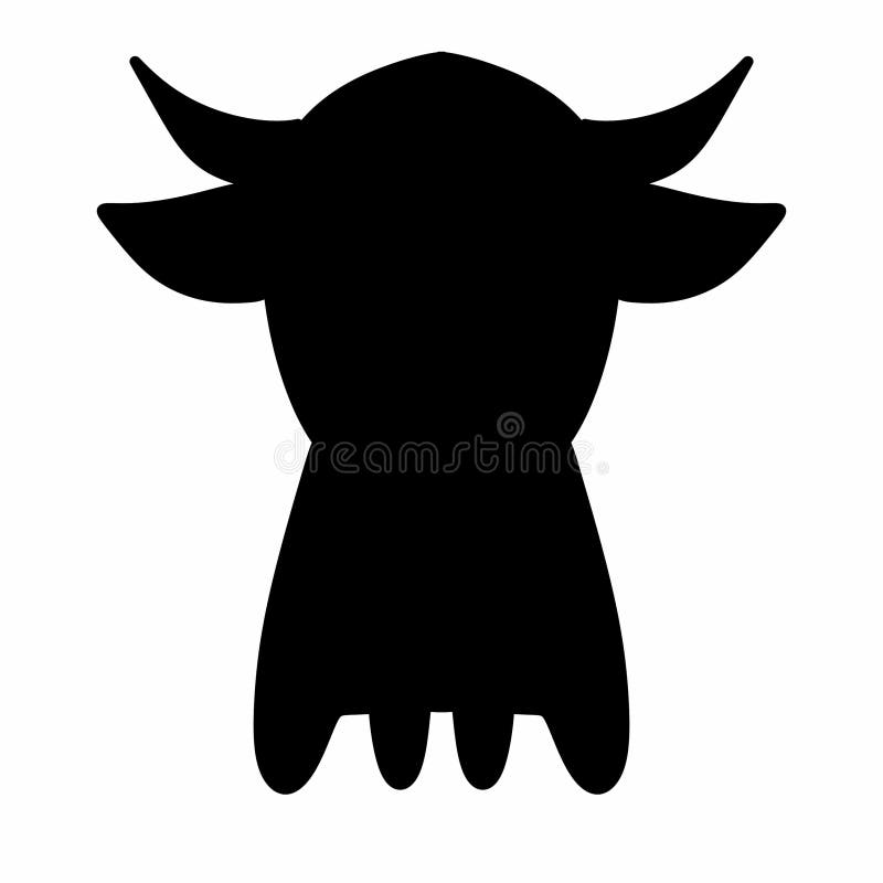 Black Cow Shape on White Background Stock Illustration - Illustration ...