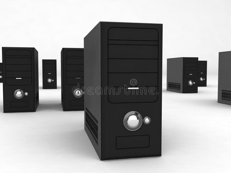 Black cpu in row stock illustration. Illustration of server - 9742434