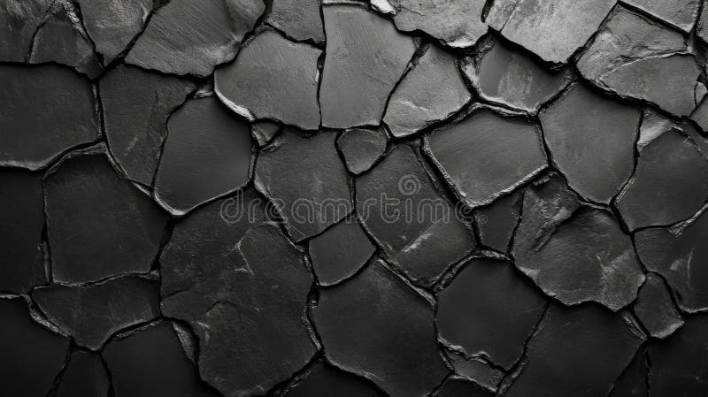 Black Cracked Stone Wall Texture Stock Illustration - Illustration of ...