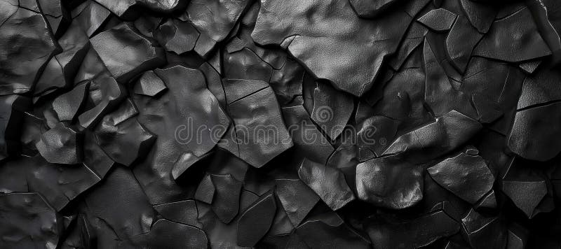 Black Cracked Stone Wall Texture Background, Broken Stock Illustration ...