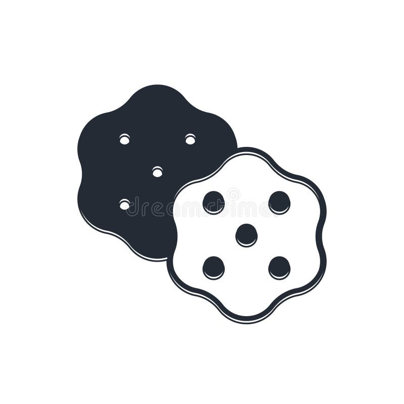 Black Cracker Biscuit Icon Isolated on White Background. Sweet Cookie ...
