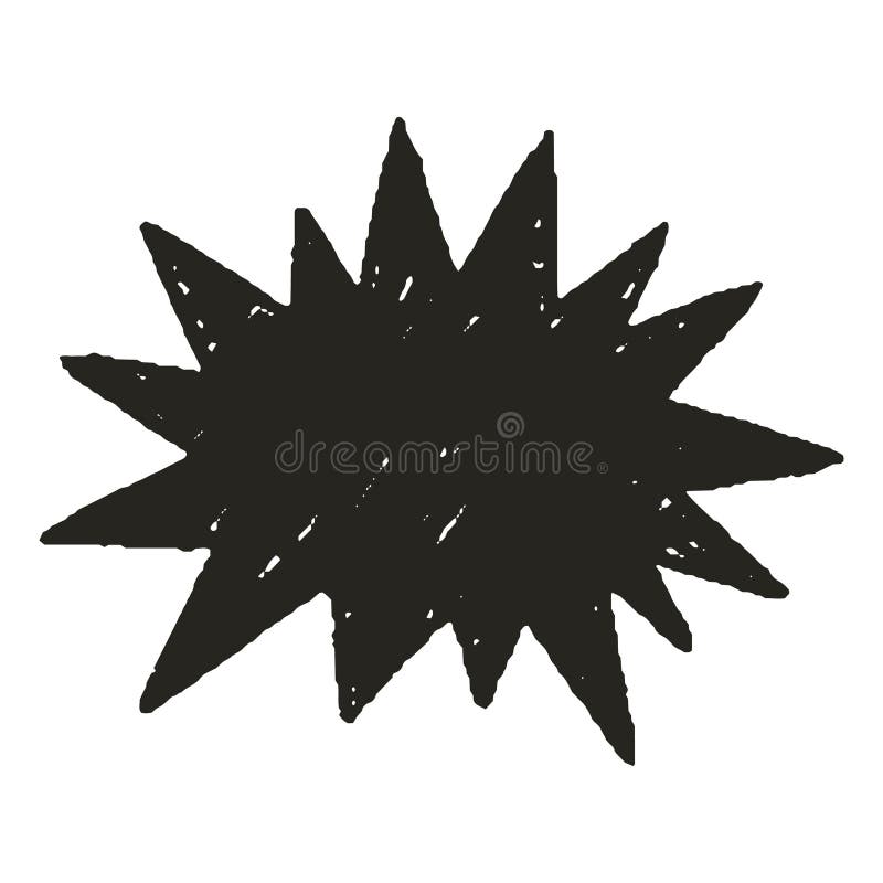 Black Crayon or Charcoal Sketch Vector Shape with Black Zigzag ...