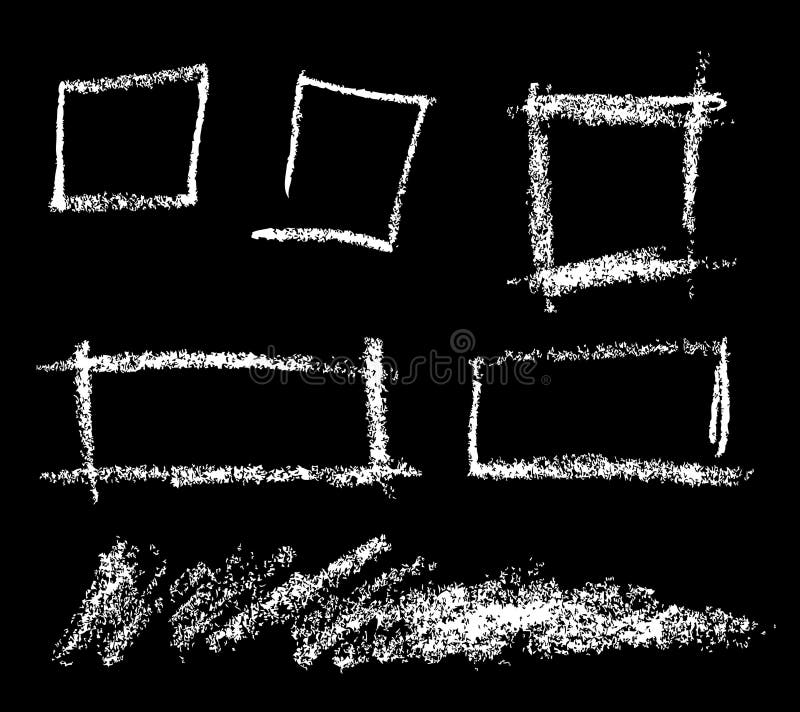 Black Crayon Square Rectangle and Scribble, Vector Simple Sketch Stock ...