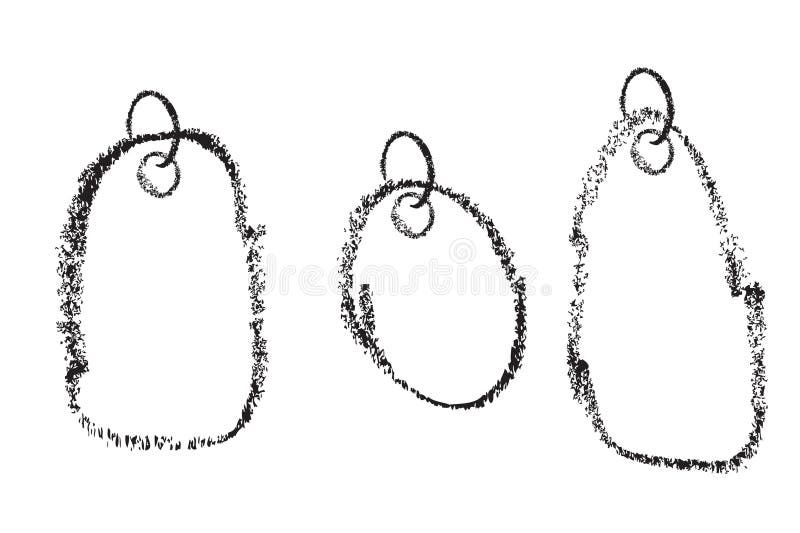 Black Crayon Tag Simple Vector Set 3, Isolated on White Stock ...