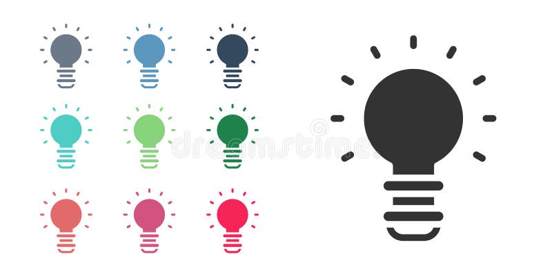 Black Creative Lamp Light Idea Icon Isolated on White Background ...