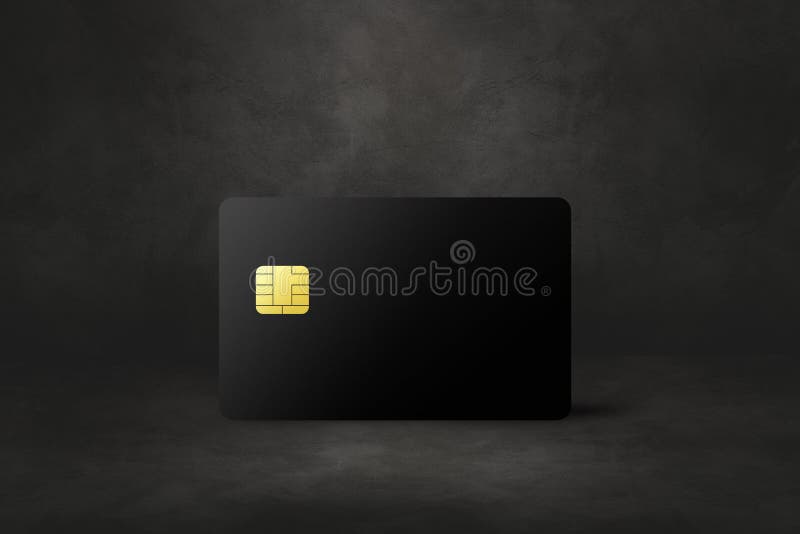 Black Credit Card on a Dark Concrete Background Stock Illustration ...