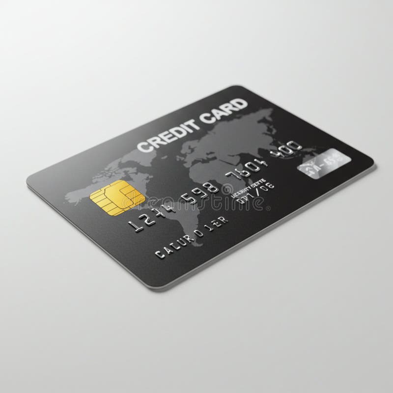 Black Credit Card Featuring an Embossed Number Sequence, a Chip, and a ...