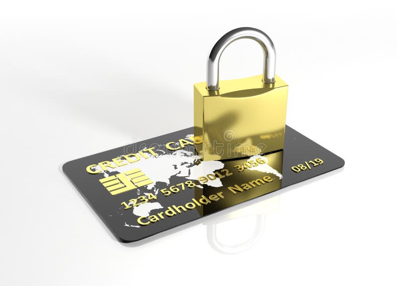 Black Credit Card with Padlock Stock Illustration - Illustration of ...
