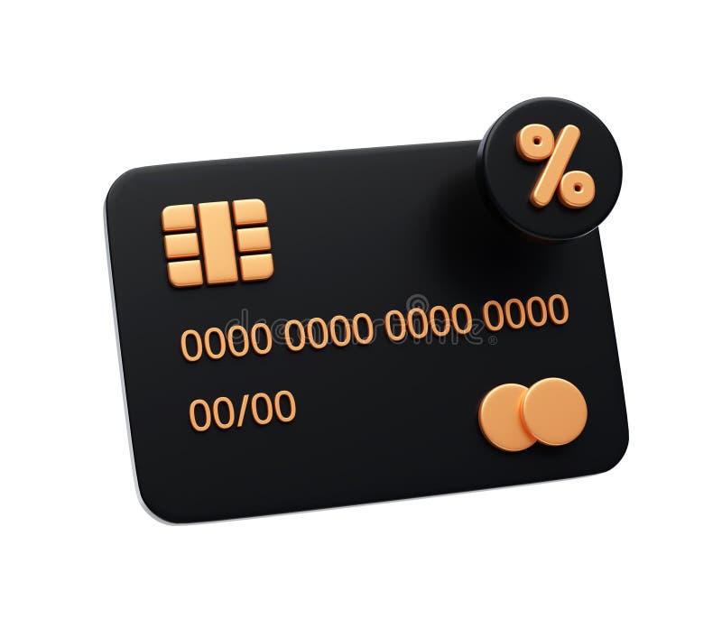 Black Credit Card with Percent Icon Icon 3d Illustration Stock ...