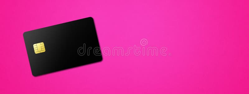Black Credit Card on Pink Background Stock Illustration - Illustration ...