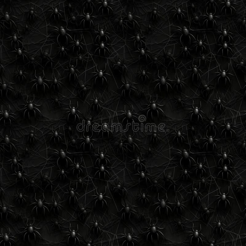 Black Creepy Seamless Pattern with Black Widow Spider, Dark Horror ...