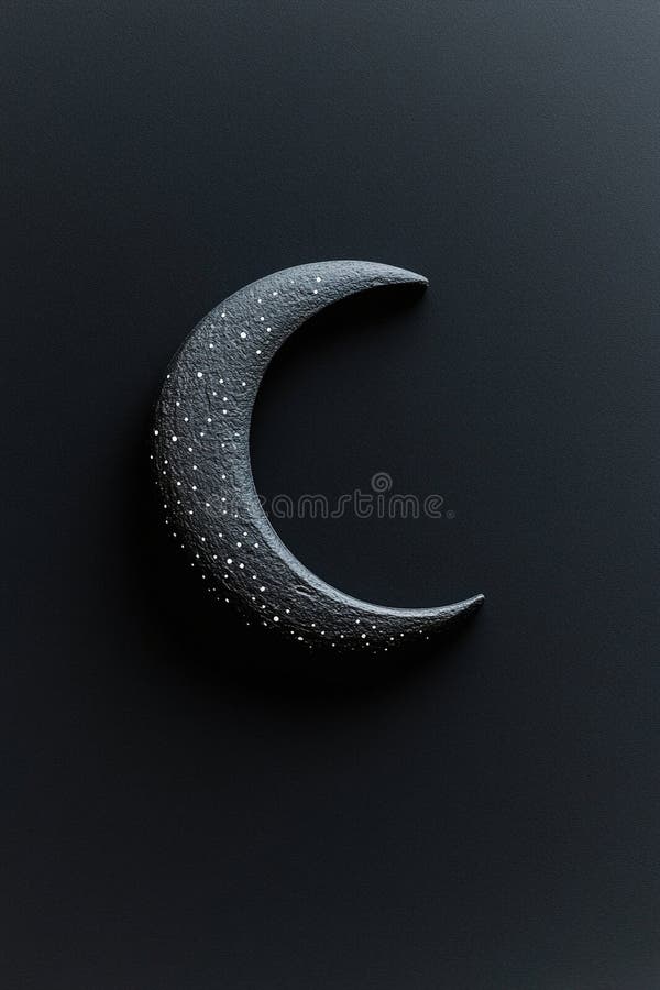 A Black Crescent Moon is Featured Alongside Tiny White Stars, Set ...
