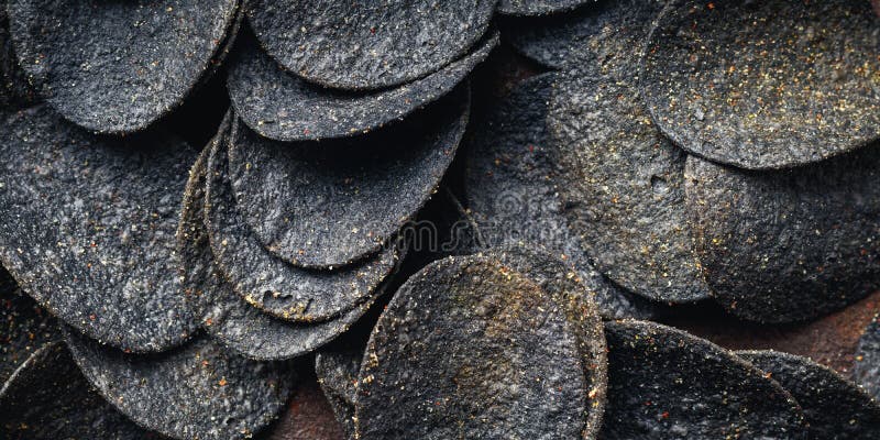 Black Crisps. Black Food. Selective Focus Stock Image - Image of ...