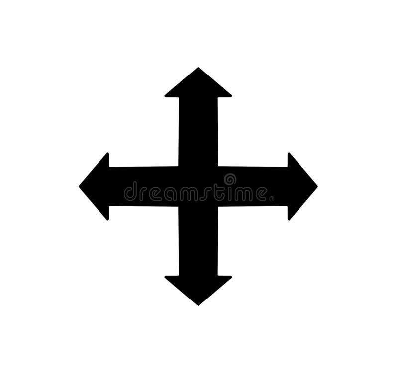Black Cross Arrow Icon Symbol, Direction Logo Design Element Stock ...