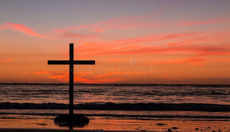 Cross Beach Reflection stock image. Image of symbol, ocean - 39167333