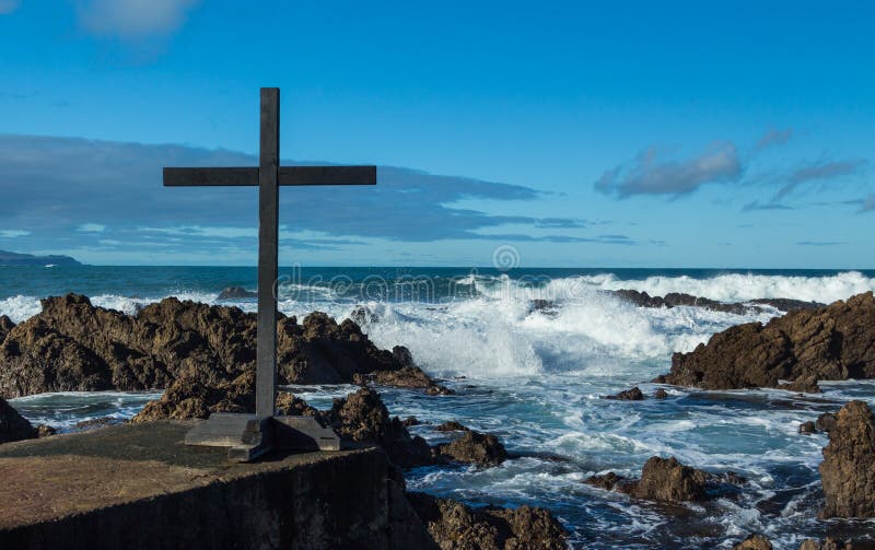 Black Cross Rocks stock image. Image of waves, religious - 41048141