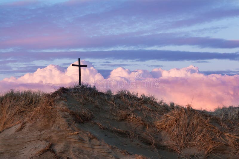 Cross in sand stock image. Image of meditation, leave - 43707785