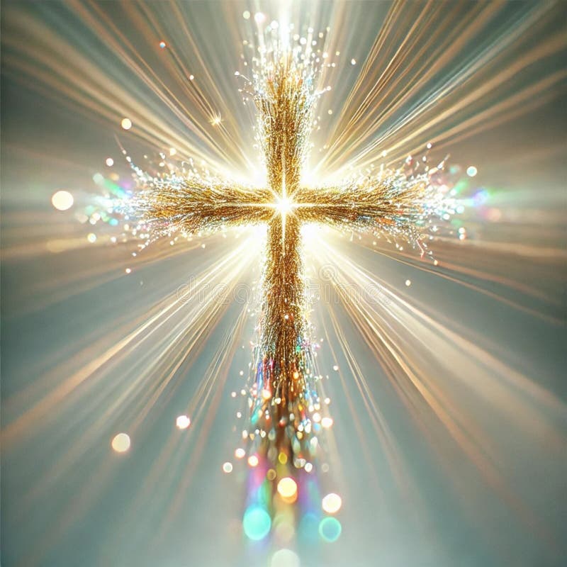 Black Cross with Silver Sparkles and Rainbow Shine, Distant View ...