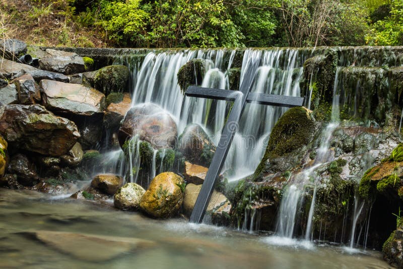 Black Cross Waterfall stock image. Image of salvation - 39451517