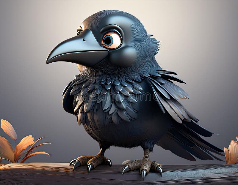 Little Cute Crow: High-quality 3d Cartoon Illustration in Expressionist ...