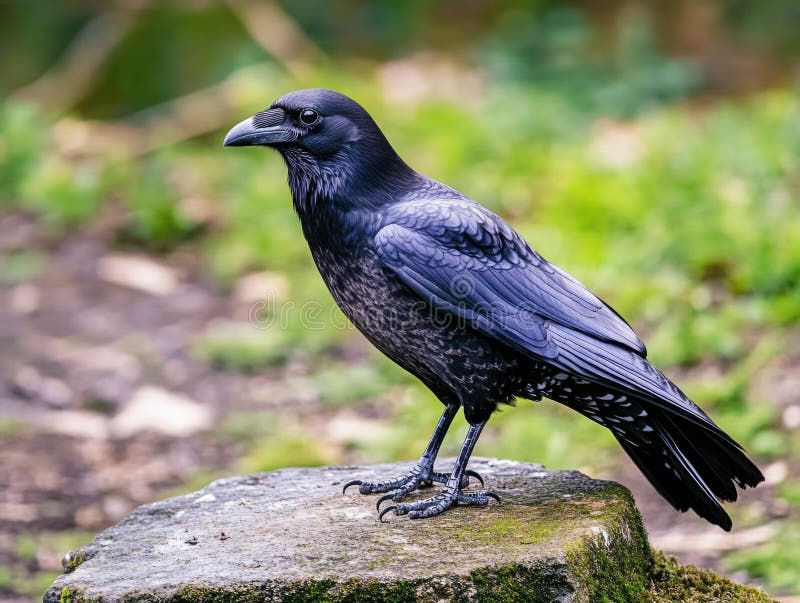 Black Crow stock image. Image of rocks, bird, forest - 362073211