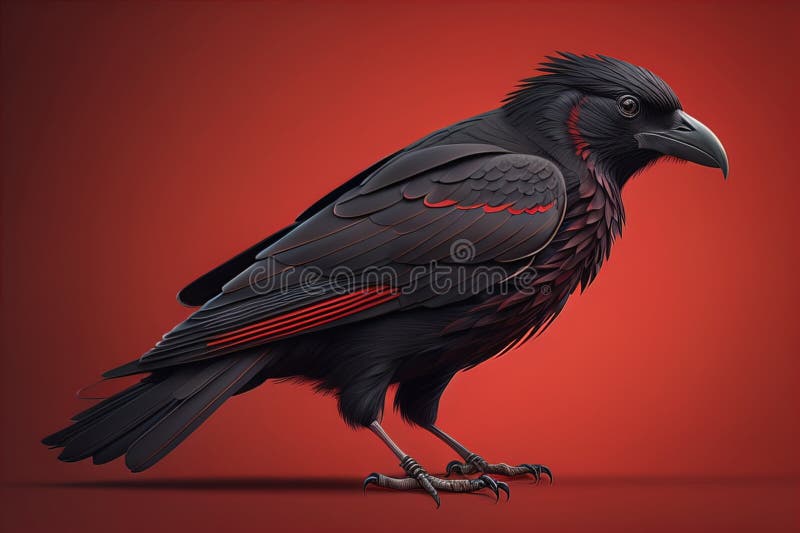 Black Crow Isolated on a Red Background. Generative Ai Stock ...