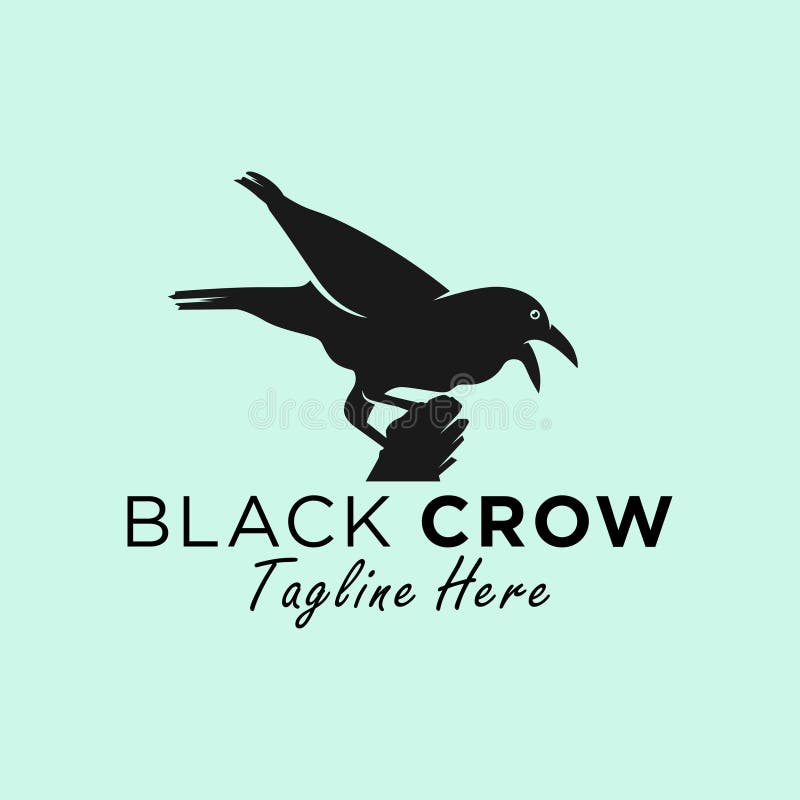 Black Crow Logo Perched on a Tree Stock Illustration - Illustration of ...