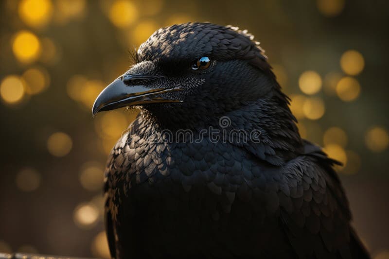 A Black Crow Looking into the Camera. Ai Generative Stock Illustration ...