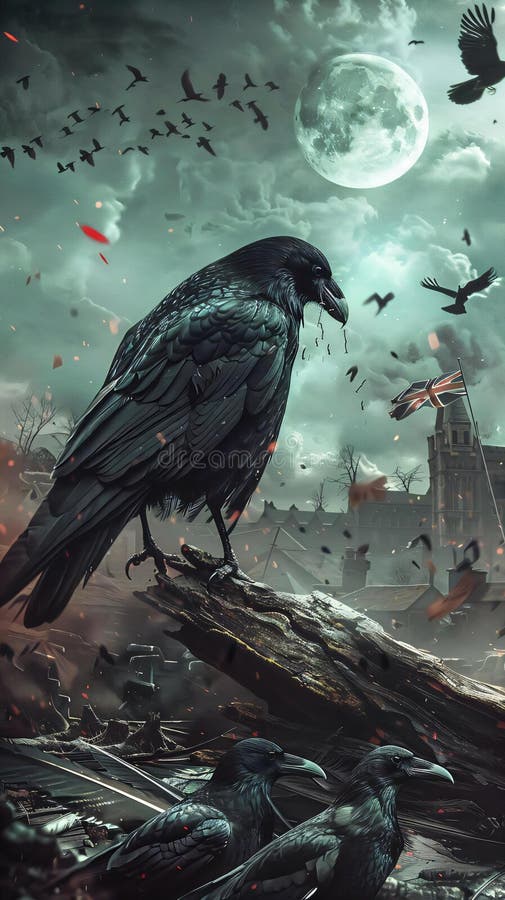 Black Crow Perches Weathered Tree Branch Gazing Out Something Unseen ...