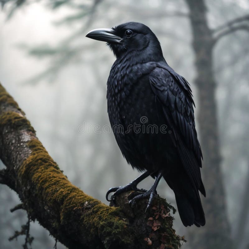 Black Crow or Raven in Forest Stock Photo - Image of habitat, adventure ...