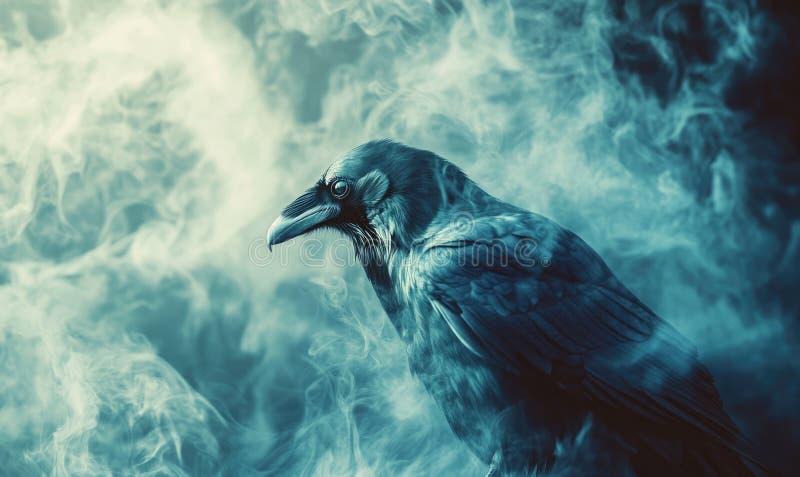 Black Crow Standing Front Blue Smoke Stock Photos - Free & Royalty-Free ...
