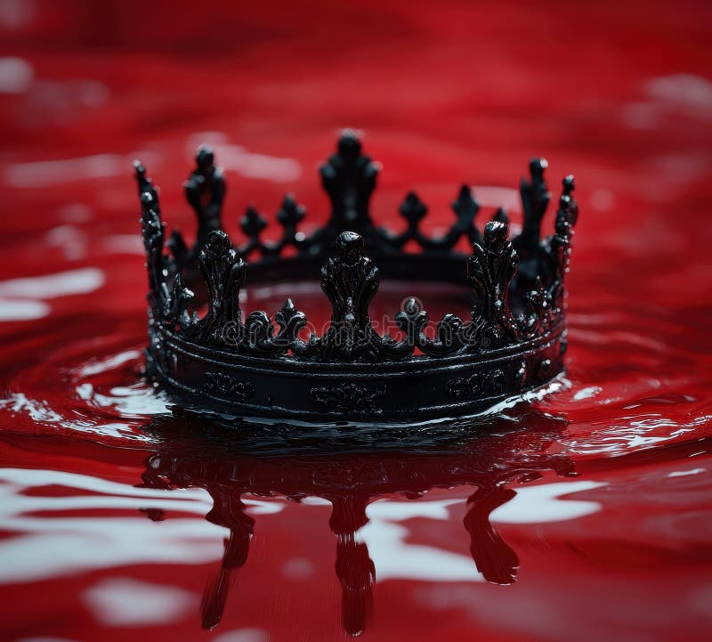 Black Crown in Red Liquid a Dramatic Symbolic Image Stock Illustration ...