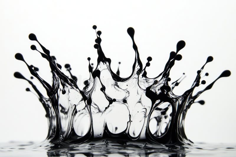 Black Crown Splashing in Clear Water on White Background Stock Image ...