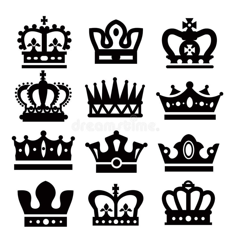 Black Crowns Set for Heraldry Stock Vector - Illustration of classic ...