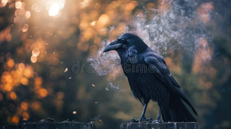 Black Crows in Misty Forest. Fantasy World Stock Photo - Image of world ...