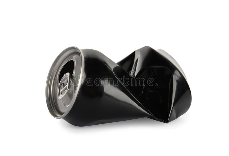 Black Crumpled Can with Ring Isolated on White Stock Image - Image of ...