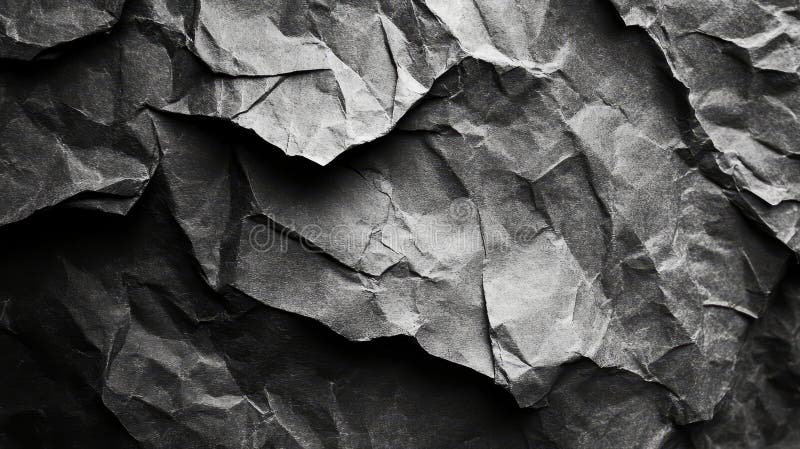 Black Crumpled Paper Texture Background, Abstract Rough Creased Folded ...