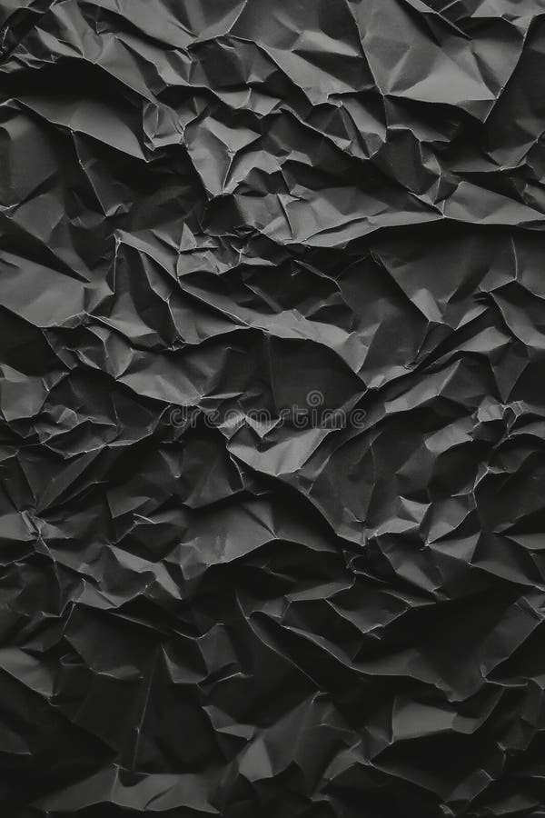 Black Crumpled Paper Texture Background, Dark Abstract Pattern, Creased ...