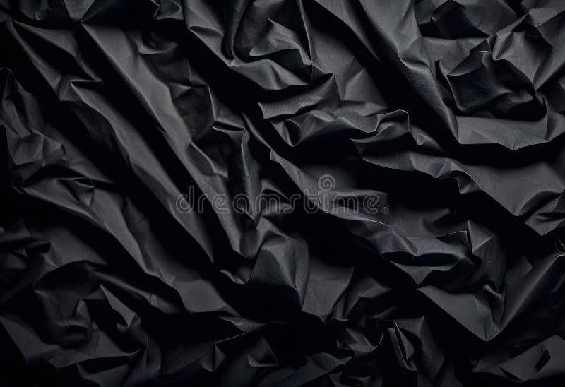 Black Crumpled Paper Texture in Low Light Stock Illustration ...